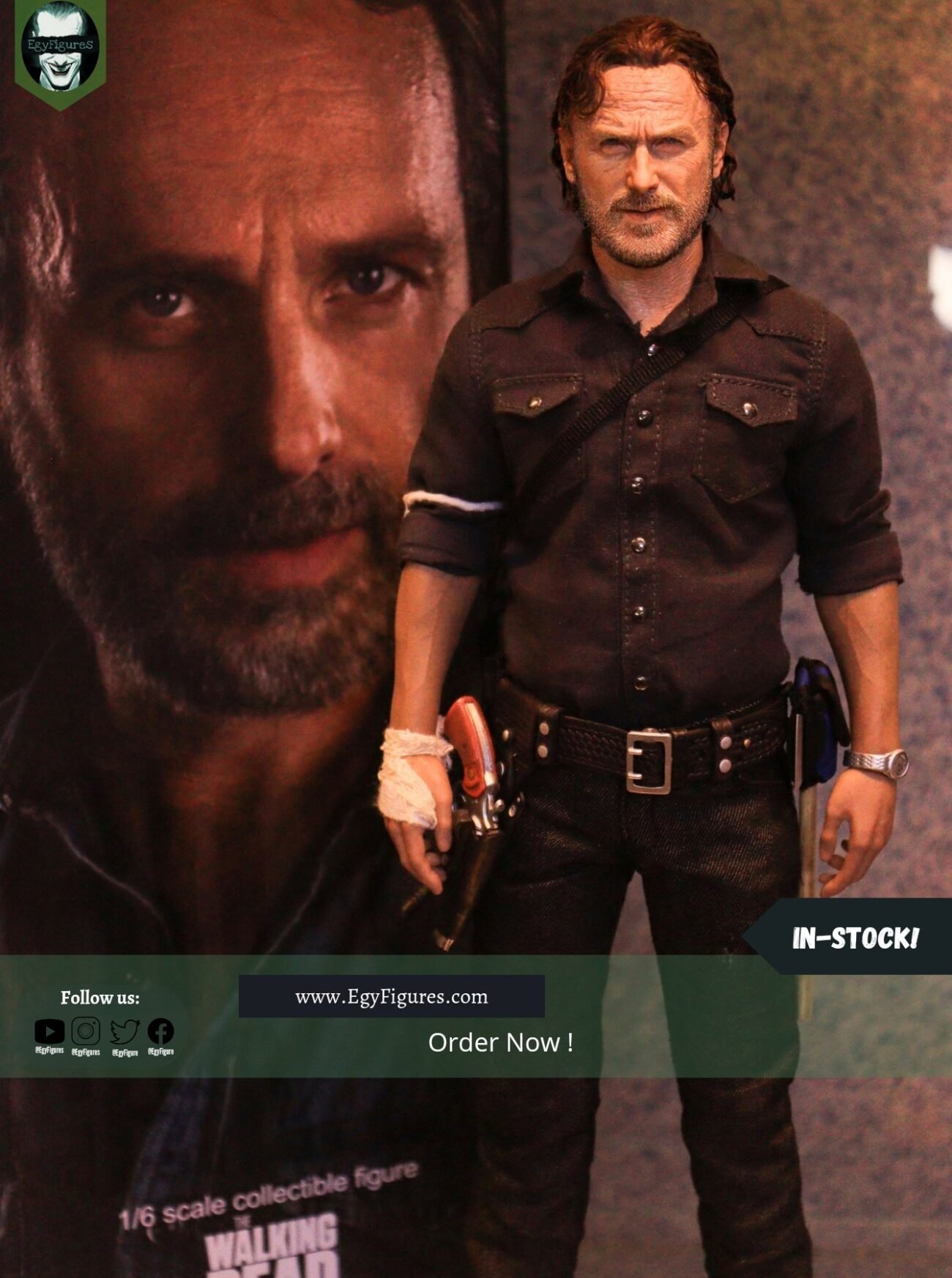 Rick Grimes (Season 7) Custom Rooted Hair Sculpt 1/6 Scale Threezero ...