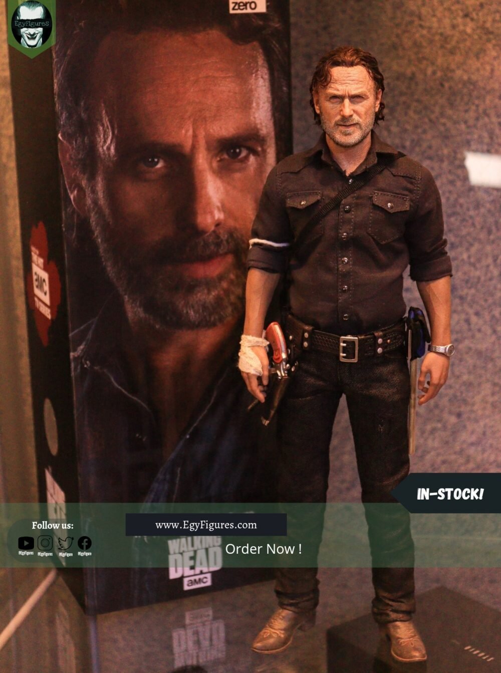 Rick Grimes (Season 7) Custom Rooted Hair Sculpt 1/6 Scale Threezero ...