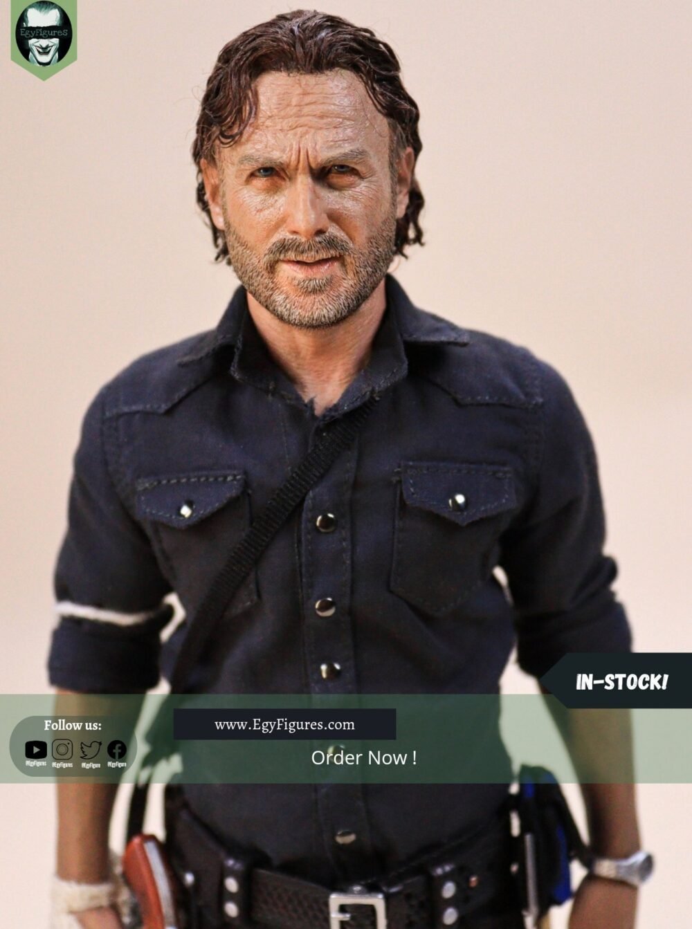 Rick Grimes (Season 7) Custom Rooted Hair Sculpt 1/6 Scale Threezero ...