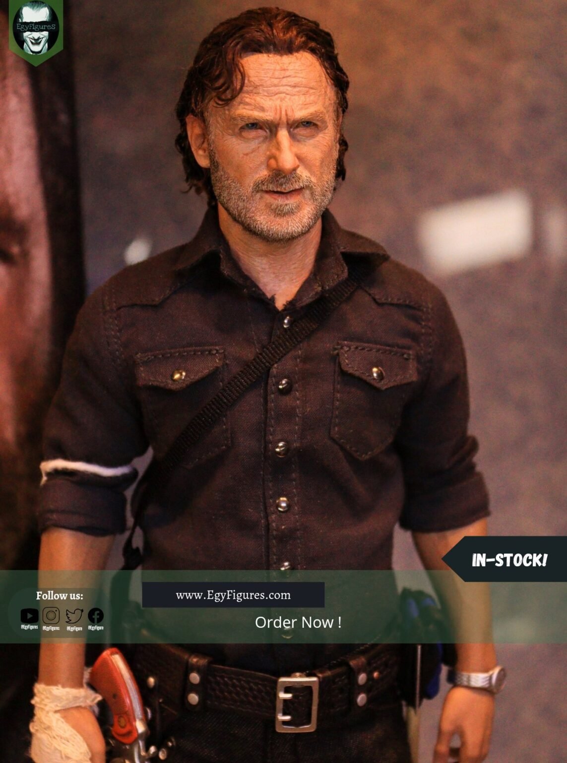 Rick Grimes (Season 7) Custom Rooted Hair Sculpt 1/6 Scale Threezero ...